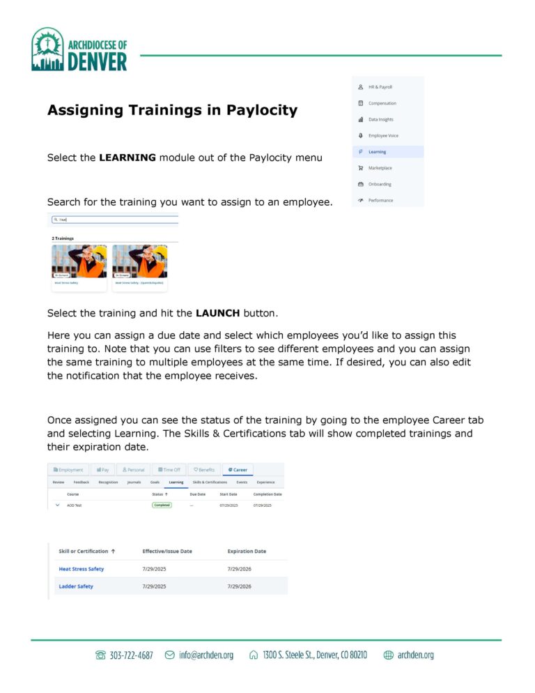 Assigning Trainings in Paylocity | Mission Support